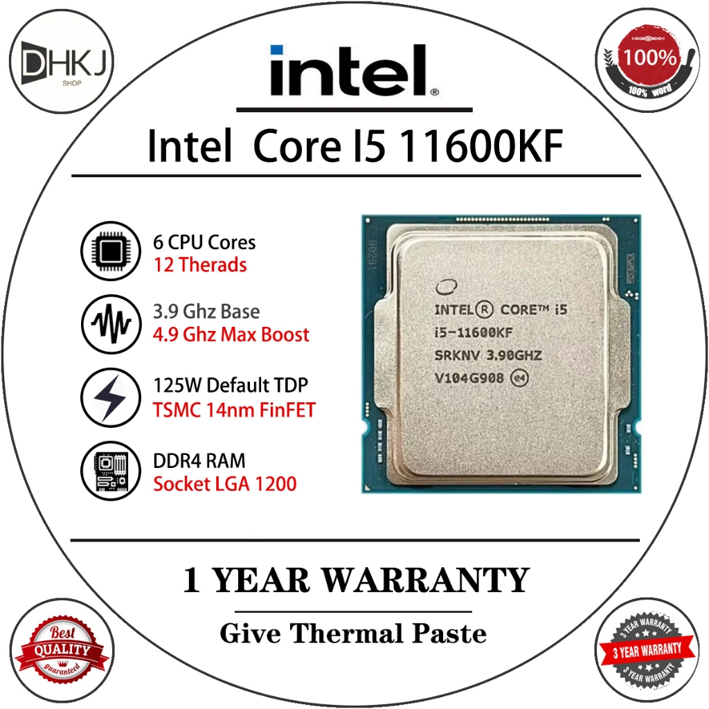 USED intel Core i5-11600KF i5 11600KF processor CPU 6 Cores 12 Threads ...
