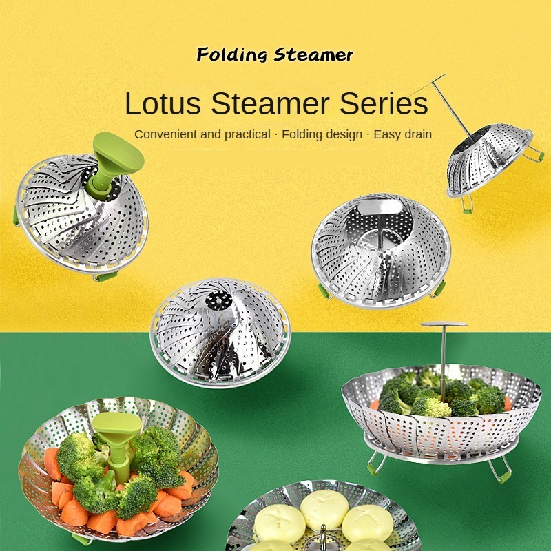 Stainless Steel Foldable Steamer Multifunctional Retractable Steaming ...