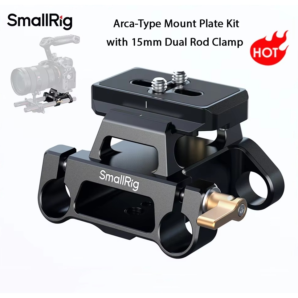 SmallRig Arca-Type Mount Plate Kit with 15mm Dual Rod Clamp Universal ...