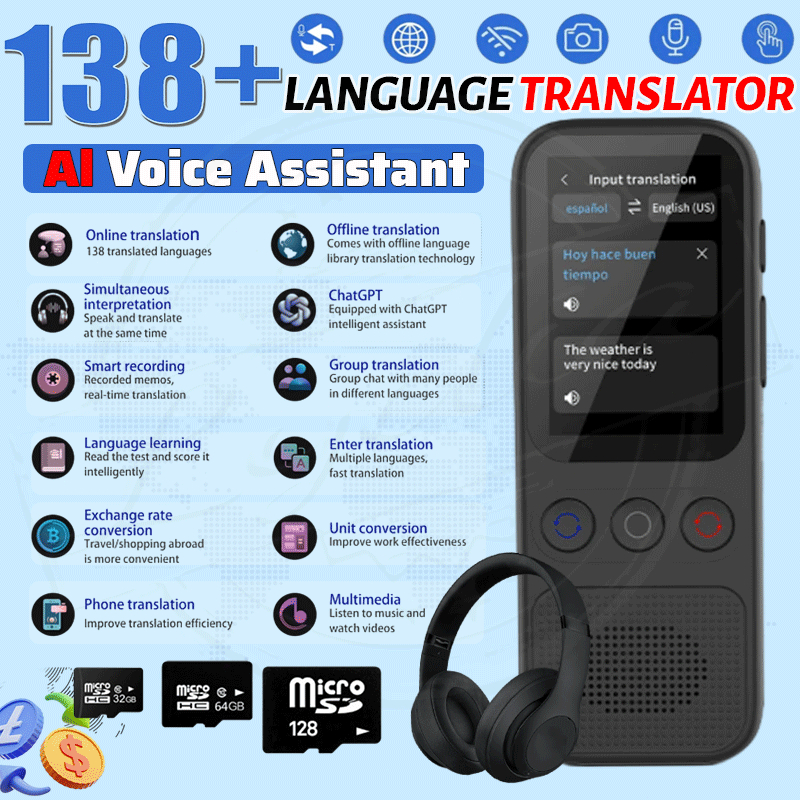 Portable Multi-language Language Translator Device/ Language AI ...