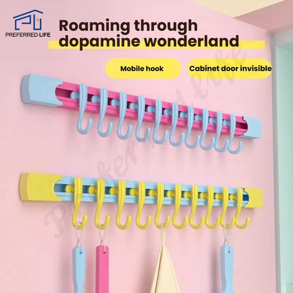 Dopamine Sliding Hooks - Colorful No-Drill Cabinet Organizer | Multi ...