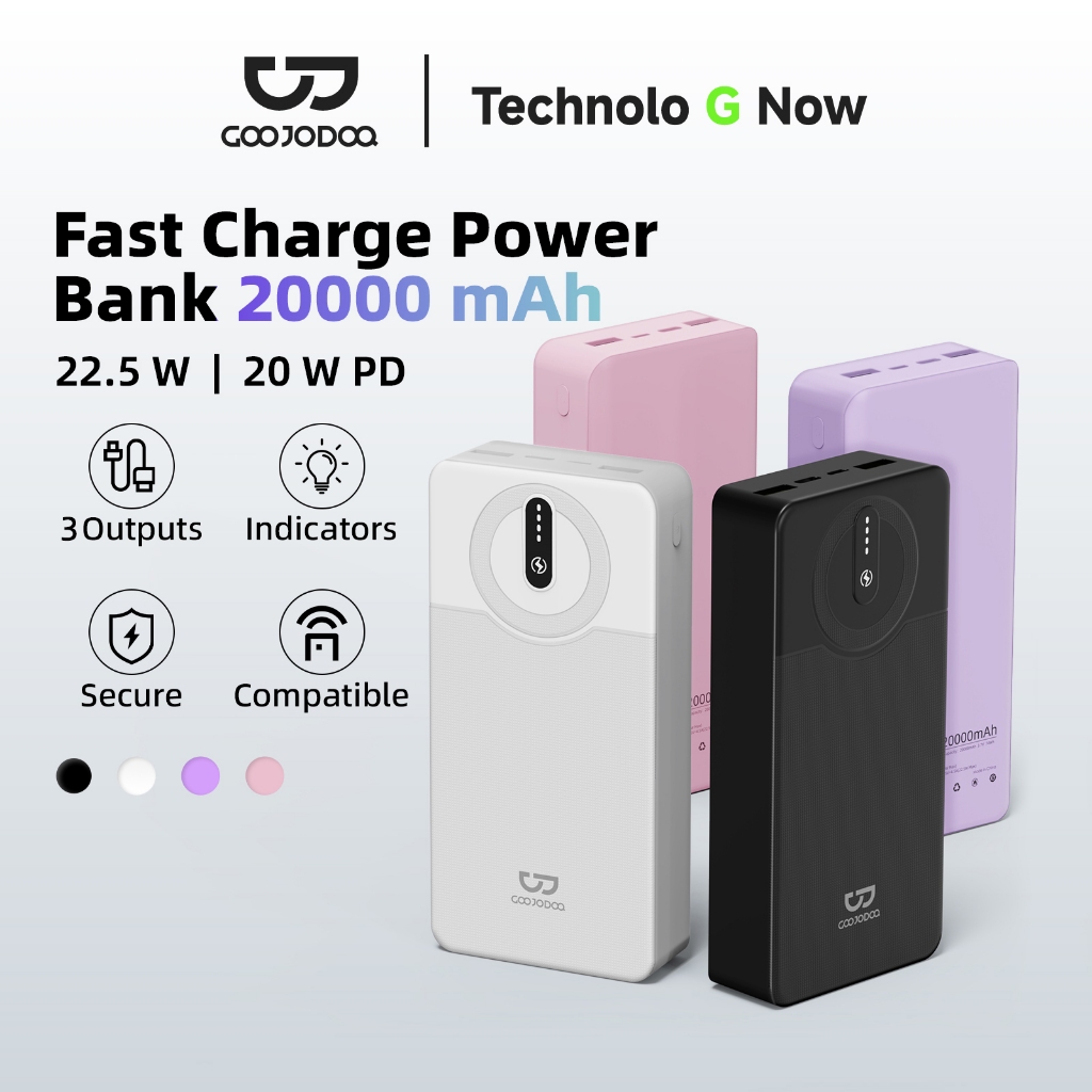 GOOJODOQ 20000mAh Power Bank Fast Charging USB Charging Portable LED ...