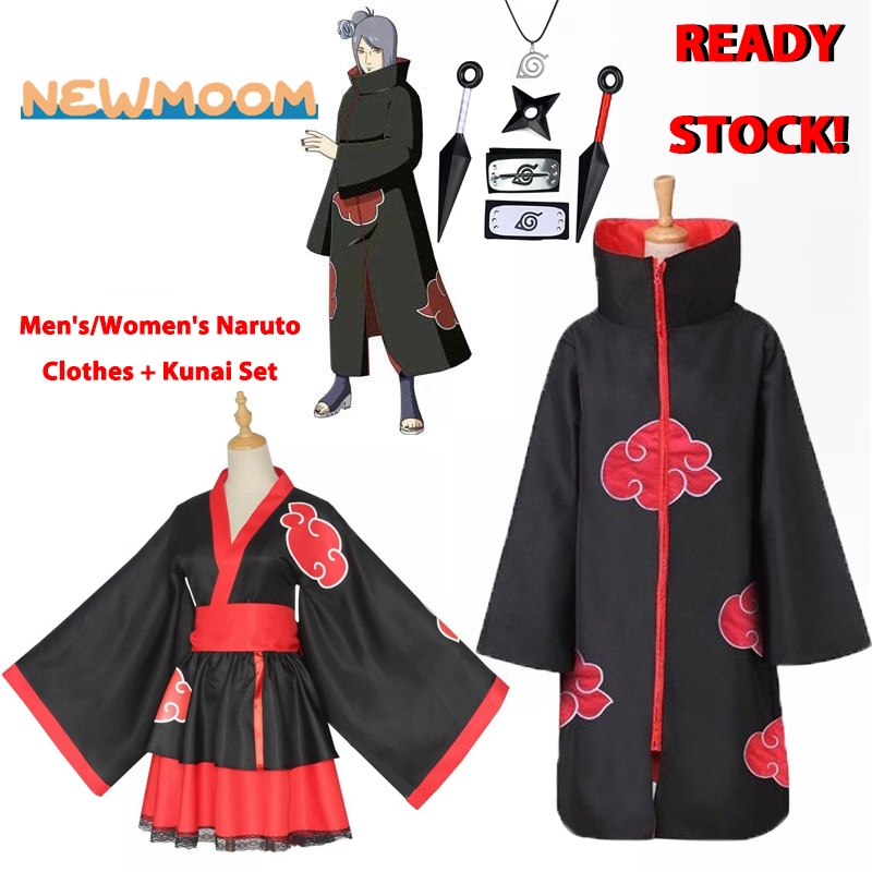 Akatsuki Dress Shippuden Uzumaki Cosplay Costume Unisex Black Robe mask ...