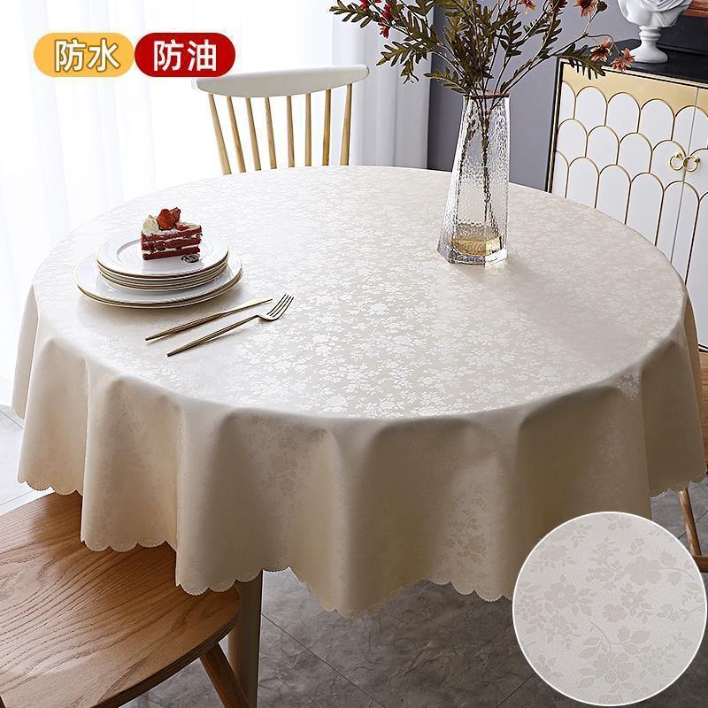 4/6/8/10 Seater Gold Round Table Cloth PVC Waterproof Anti Scratch ...