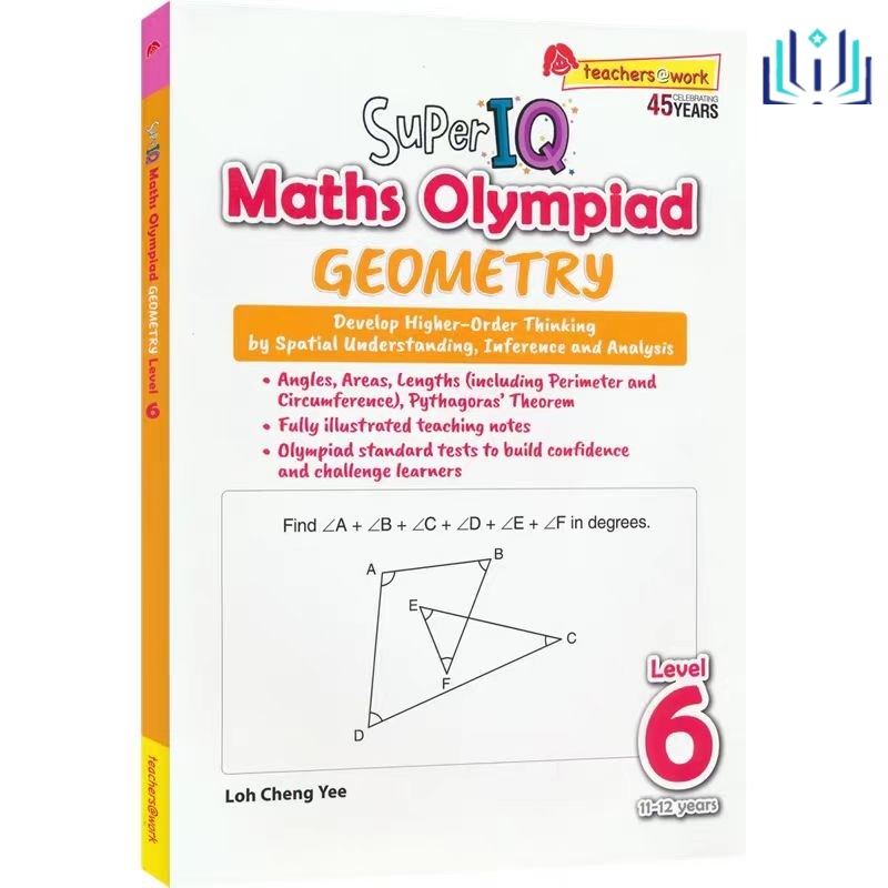 English “Super IQ Maths Olympiad Geometry Level 6” Primary School Student Kids Textbook ...