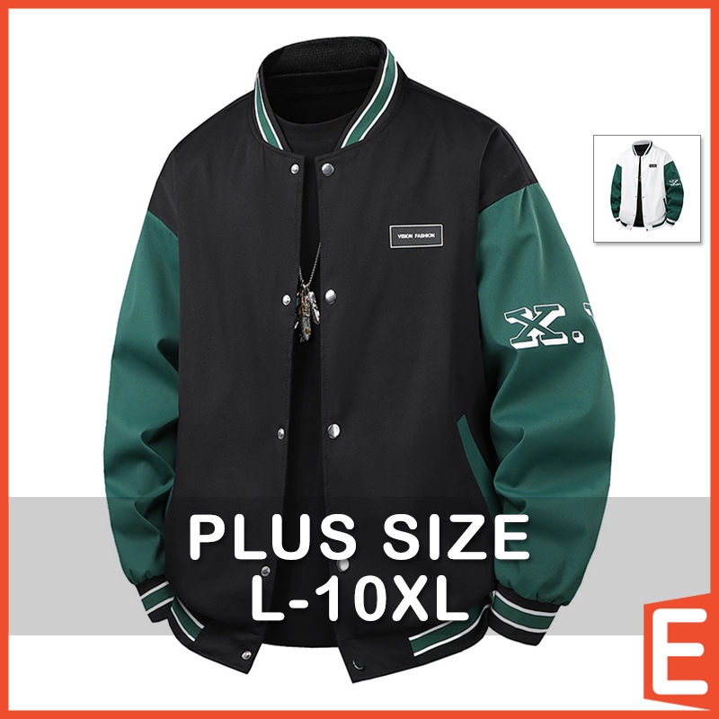 [L-10XL] Plus Size Baseball Jacket Men Korean Oversized Long Sleeve ...