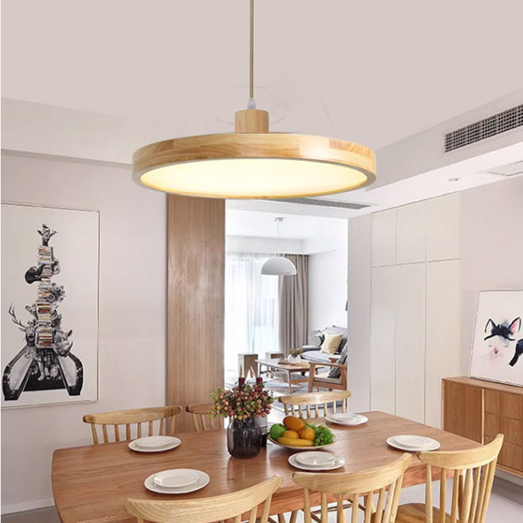 Nordic Log Style Restaurant Chandelier Japanese Round Bar Hanging Lamp ...