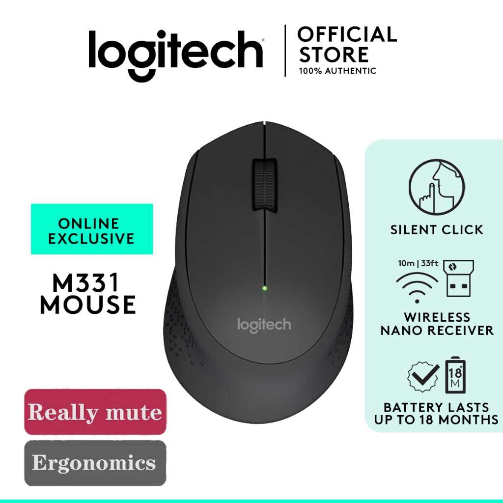 [Original] Logitech M331/M330 Silent Plus Wireless Mouse | 2.4GHz USB Nano Receiver | 1000DPI ...