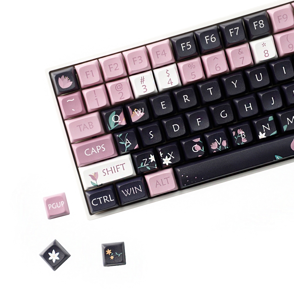 YMDK 127 Keys Tulip Happy Home Theme Keycaps Five Sides Dye Sublimation ...