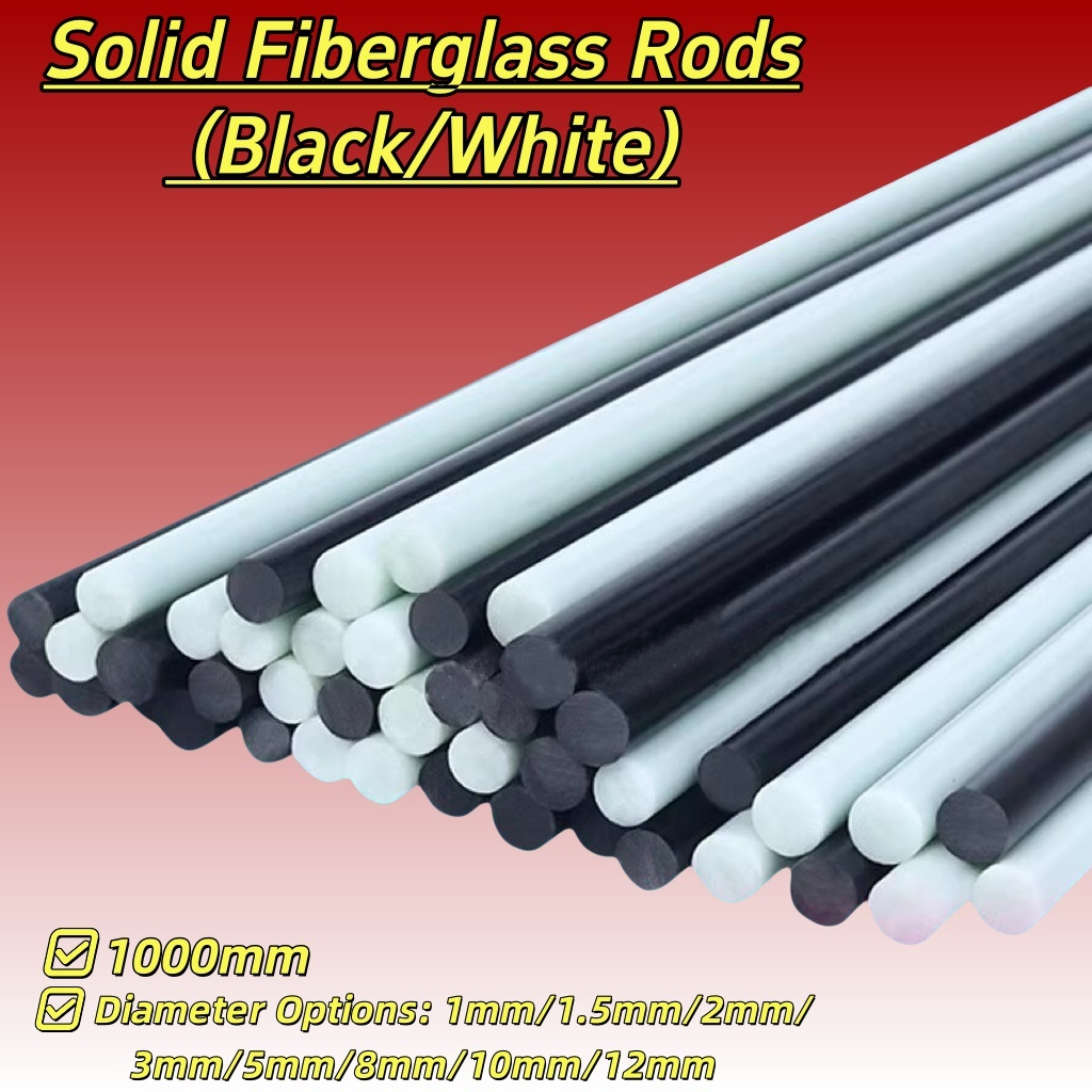 1Meter-Black/White Solid Fiberglass Rods - High Strength FRP Round Bars ...