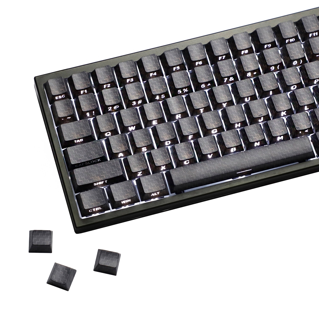 YMDK 100 Key Carbon Fiber Texture Black Sidelit PBT Cherry Profile ...