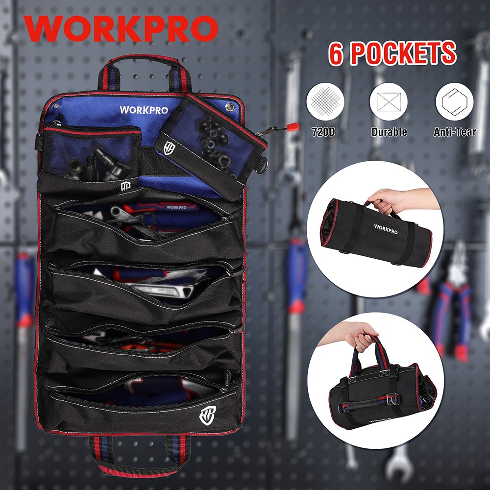 WORKPRO Roll Up Tool Bag Tool Roll Up Bag with Detachable Tool Pouches ...