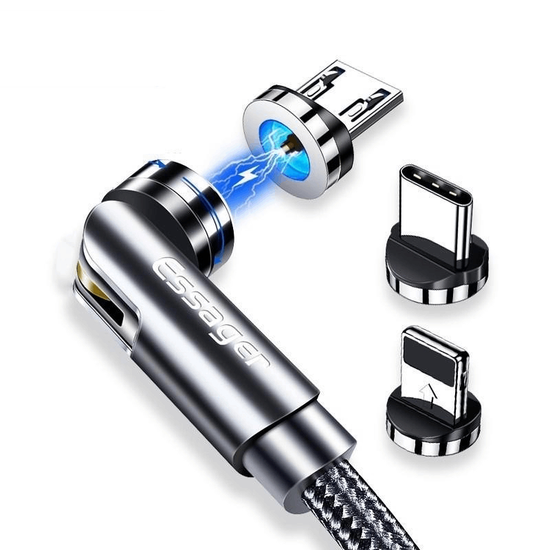 Essager 540 Rotate Magnetic Micro USB Type C 1M/2M Cable For iP Android ...