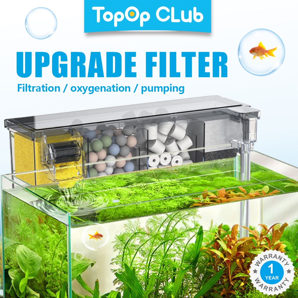 TOPOP Aquarium Top 3IN1 Filter Box for Media Akuarium Ikan Top Filter ...