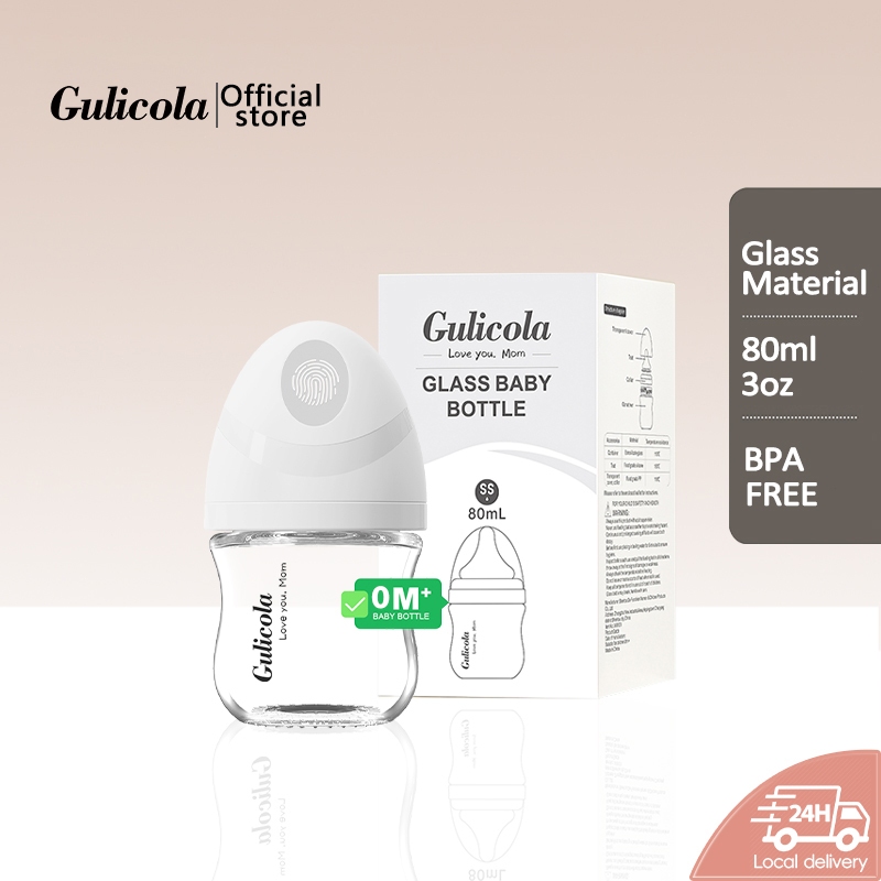 Gulicola Extra Slow Flow Puting Glass Botol susu For Newborn 0M+ (3oz ...