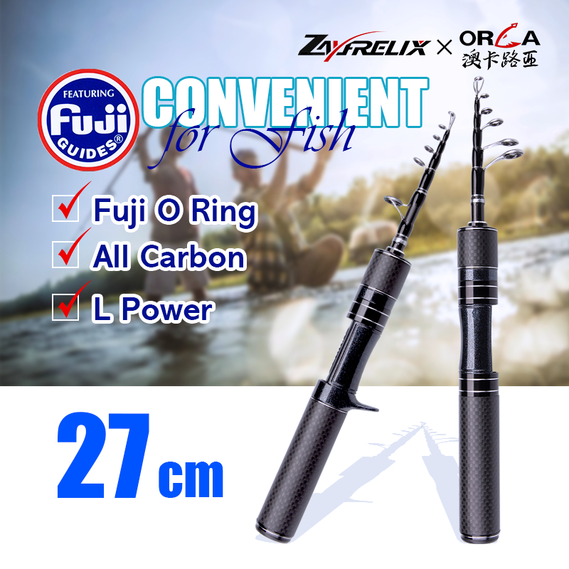 Orca × Zayfrelix Mini Telescopic Travel Fishing Rod FUJi O Ring Rod ...