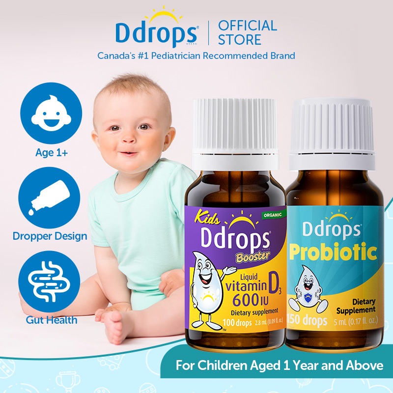 [1-18 Years] Ddrops Kids Immune Combo – Liquid Vitamin D3 600 IU + BB ...
