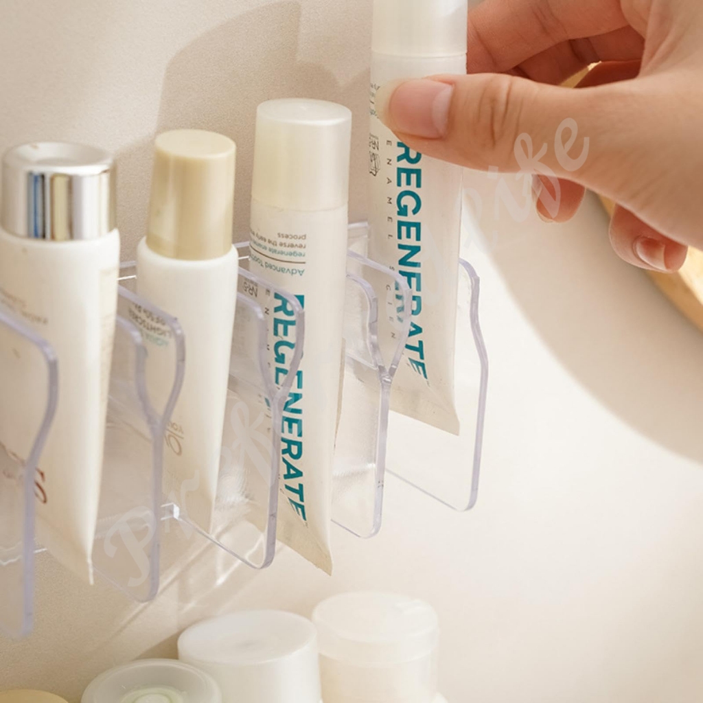 Facial cleanser storage rack, punch-free wall-mounted toothpaste drain ...