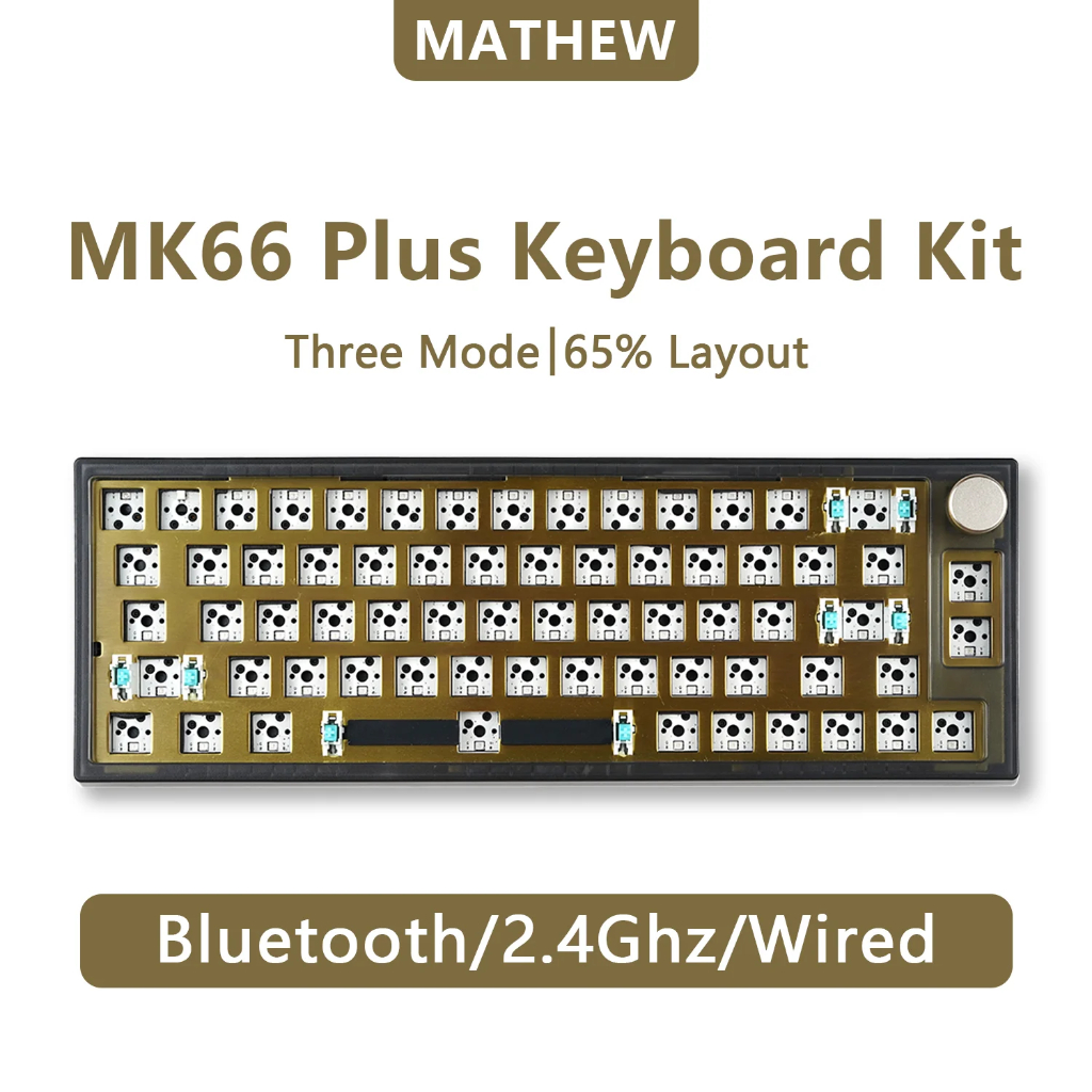 Mathew Tech MK66 Pro mechanical keyboard Kit hot-swappable 3-mode lubed ...
