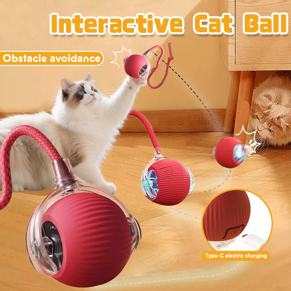 Electric Interactive Pet Toy Ball Cat Rolling Balls Motion Activated ...