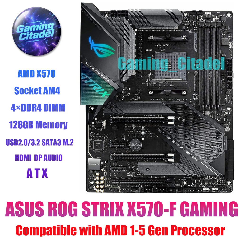 Used ASUS ROG STRIX X570-F GAMING DDR4 ATX Motherboard Compatible with ...