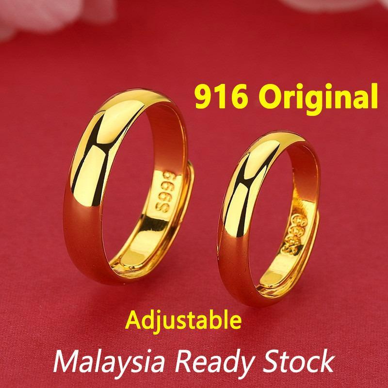 （2 pcs）cincin 916 emas original malaysia pawnable couple rings a pair ...
