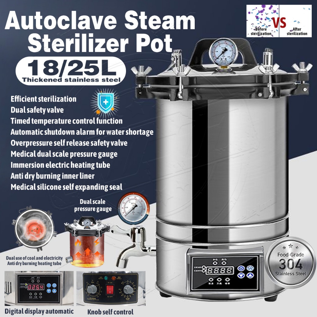 Retort Machine & Steam Sterilizer Pot 高压蒸汽灭菌锅 25L Stainless AutoSteam ...