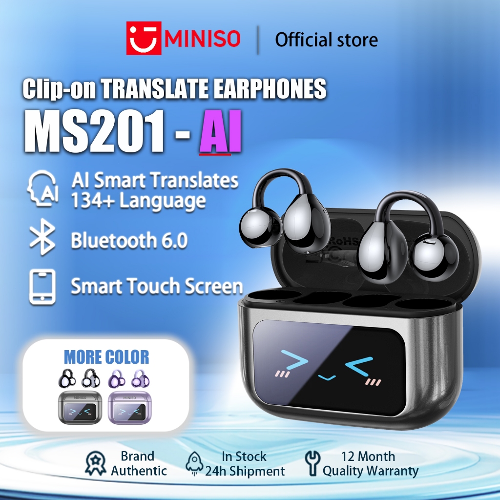 MINISO MS201 AI Translator Earbud Wireless Bluetooth Earphone Smart ...