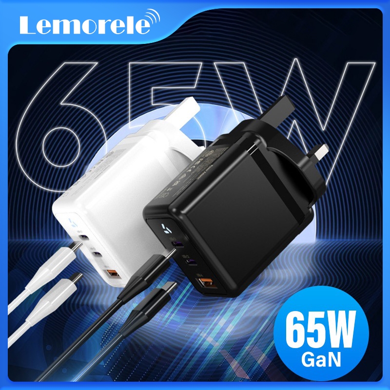 Lemorele 30W/65W/100W GaN Charger Plug Multi USB-A&Type C PD Phone Laptop Fast Charging Head ...