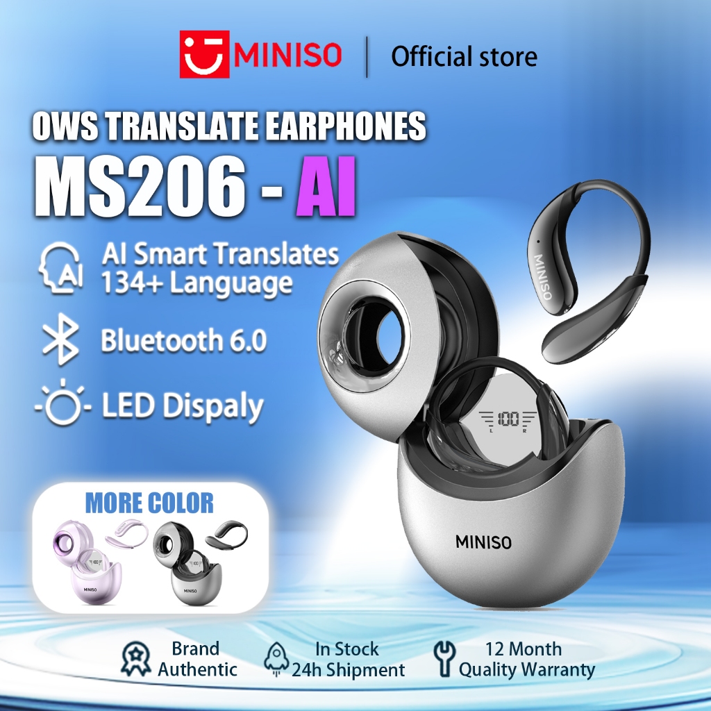 MINISO MS206 AI Translator Earbud Wireless Bluetooth Earphone Smart ...