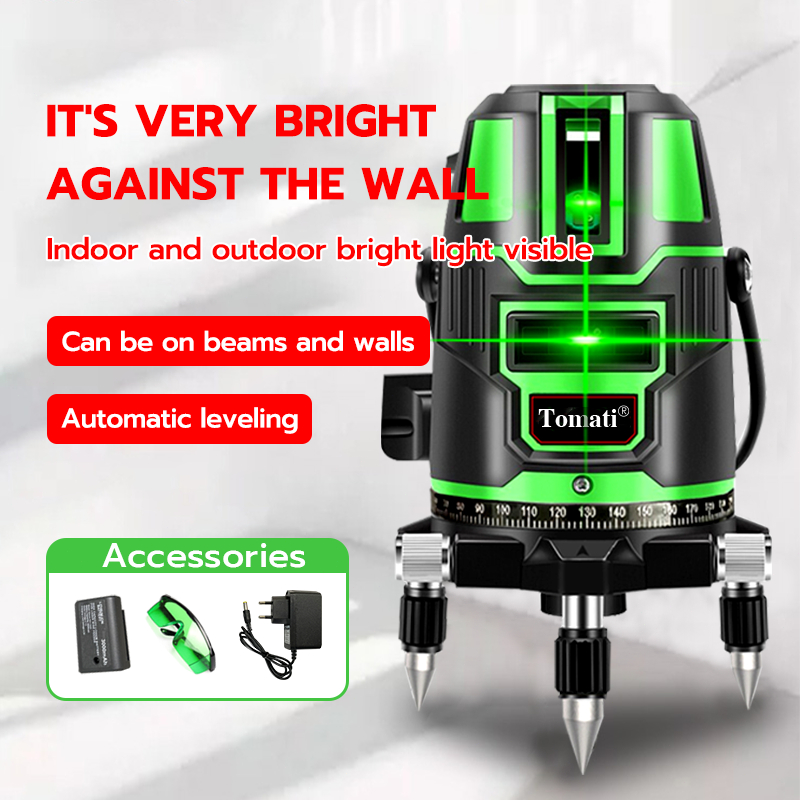 laser level 5 Line Green Laser Level Self-Leveling 360 Degree ...