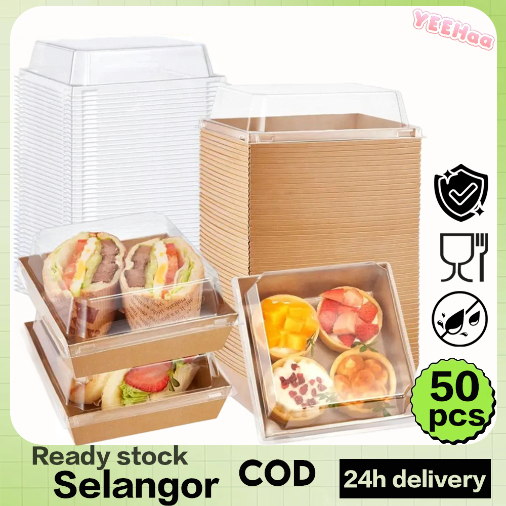 YEEH_50pcs Square Cake Paper Box Kraft/White Paper Square and ...
