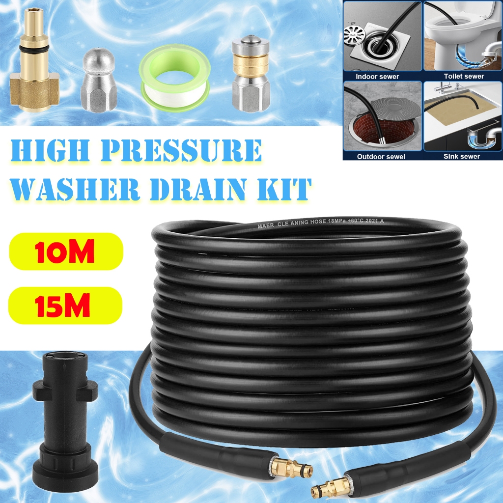 Drain Cleaning Hose Pressure Washer Drain Hose Cleaning Kit Sewer ...