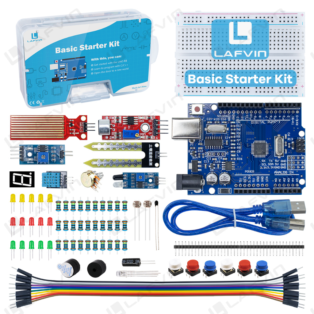 LAFVIN UNO R3 Basic Starter Kit for Arduino Sensor Learning Kit Breadboard Kit | Shopee Malaysia