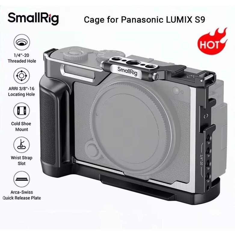 SmallRig S9 Camera Cage for Panasonic LUMIX S9, with Wooden Handgrip ...