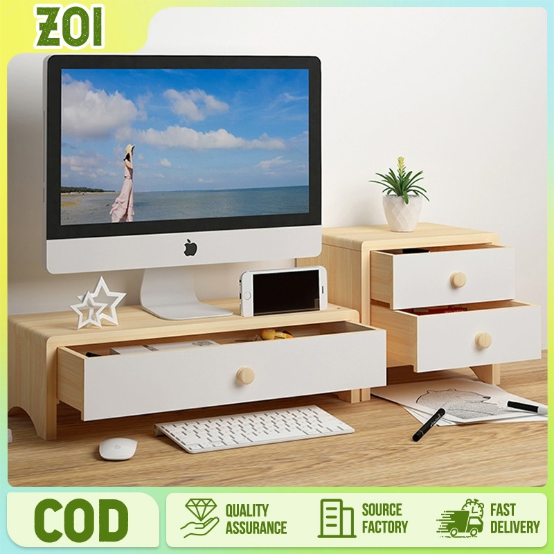 Rak komputer peninggi，Computer Monitor Stand Wood Desktop Thickened ...