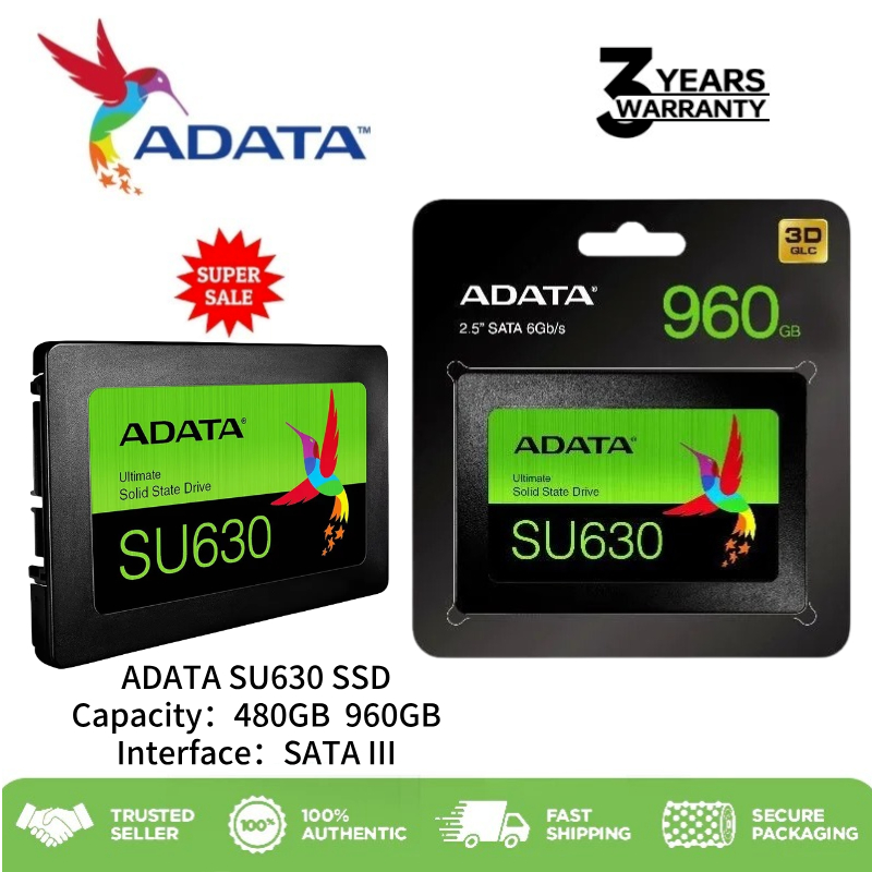 ADATA ULTIMATE SU630 2.5" SATA 6GB/S INTERNAL SSD SOLID STATE DRIVE 3D ...
