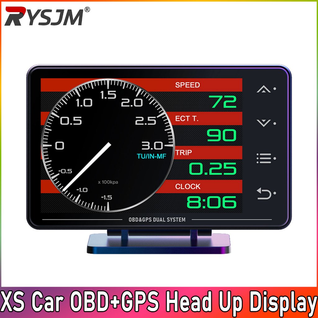 XS OBD2 Meter Gauge Car GPS Alarm Speed display Water temp RPM Turbo ...