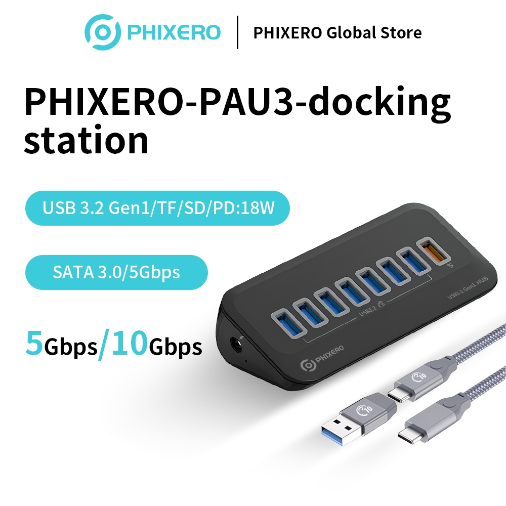 PHIXERO USB 3.2 4 Ports 7 Ports Docking Station Hub (60W) | Shopee Malaysia