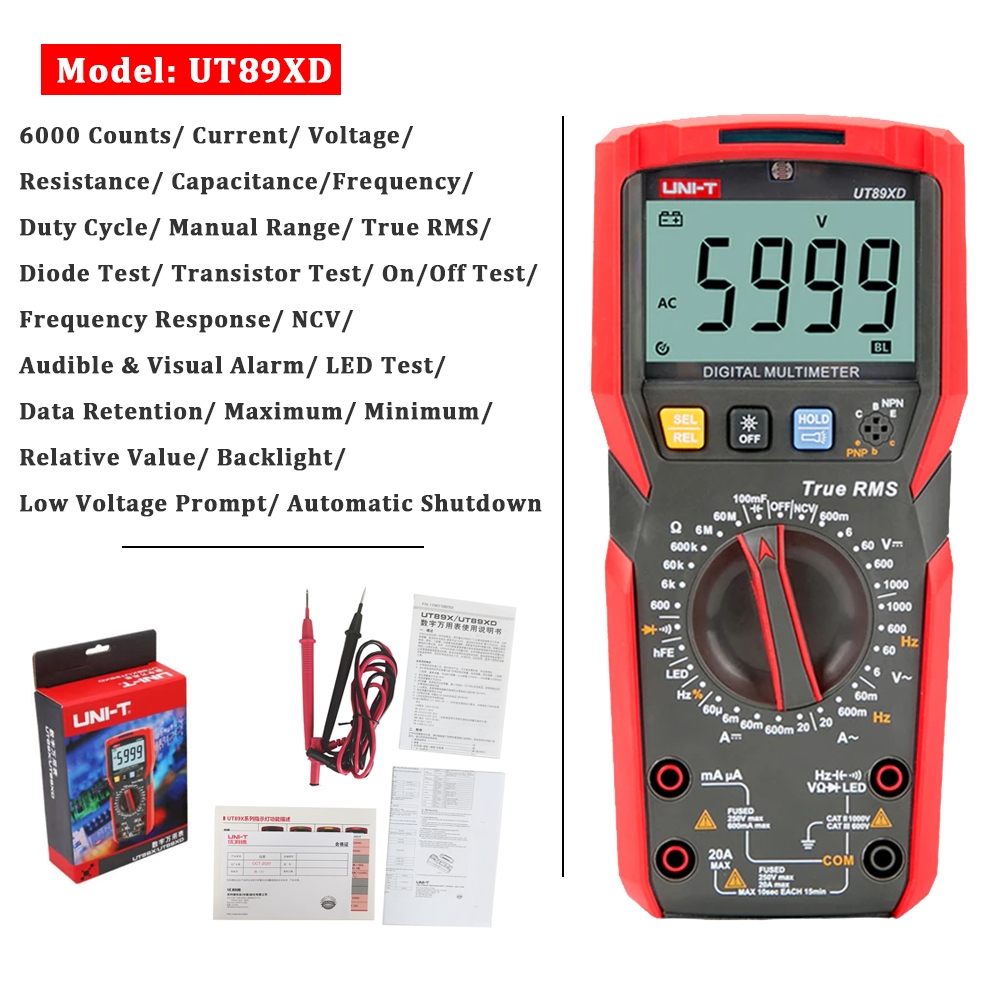 【COD】UNI-T UT89X UT89XD Digital Multimeter 1000V DC AC voltage 20A ...