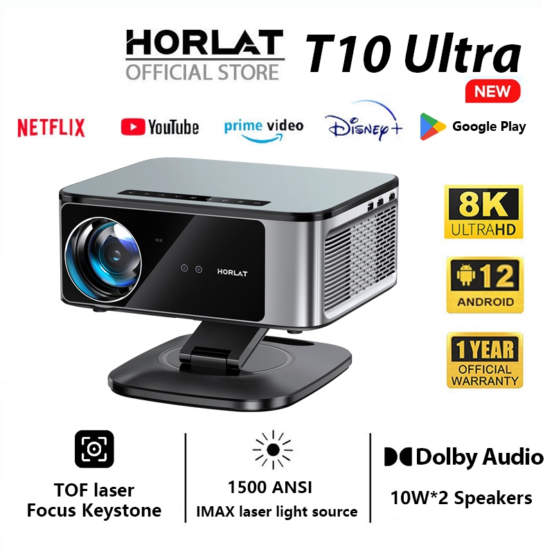 Horlat T10 Ultra wifi projector 8k FHD HighBright 1500ANSI Auto Focus ...