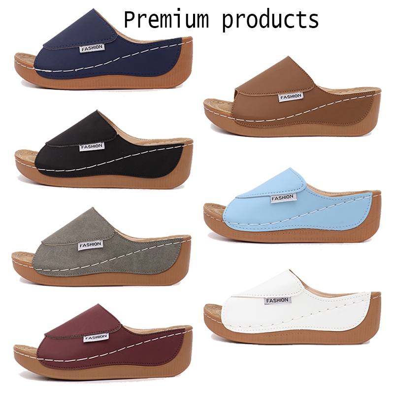 Ready Stock Wedge Shoes Women 2025 New Style Women's Slippers Thick ...