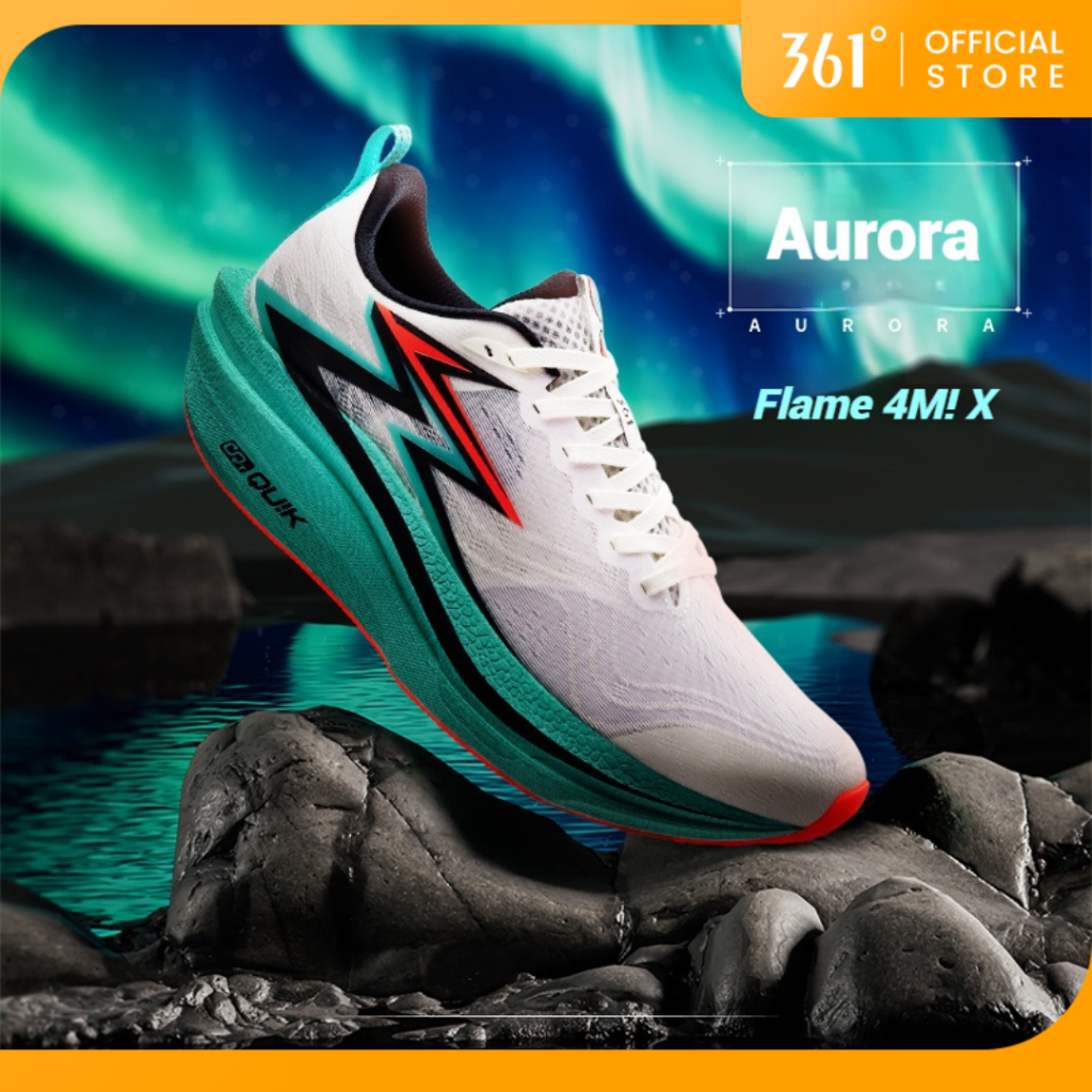 【20KM+】361Degrees Flame 4 Mix Men Running Shoes Professional One-Piece Carbon Plate Breathable ...