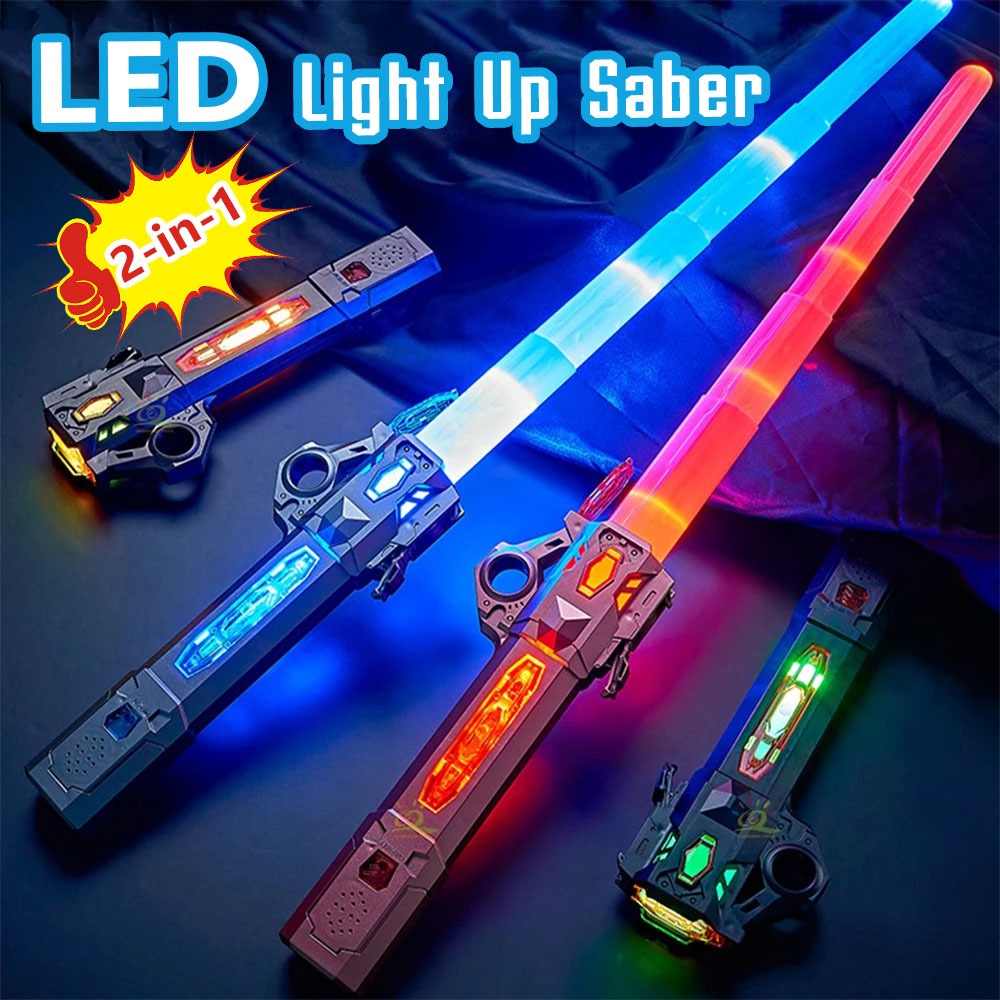 💥LED Light Up Saber 2-in-1 Children's Light-up Toy Dual Light Sword 7 ...