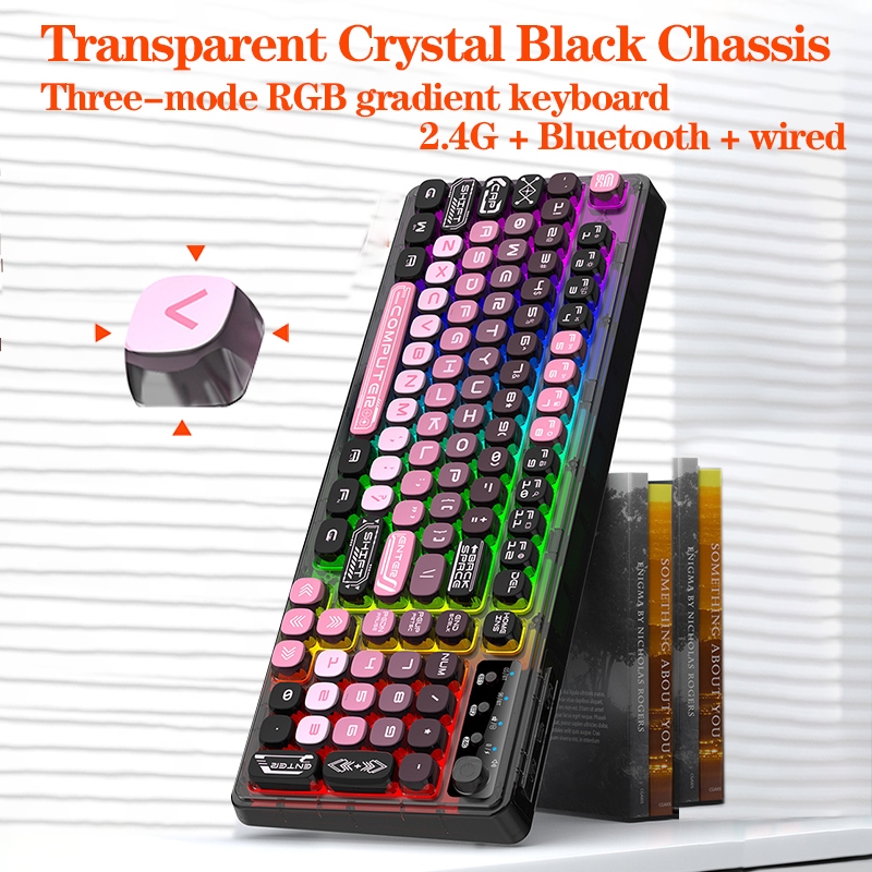 K98 Gaming Keyboard Wireless Bluetooth Tri-Mode Film Keyboard Fashion ...