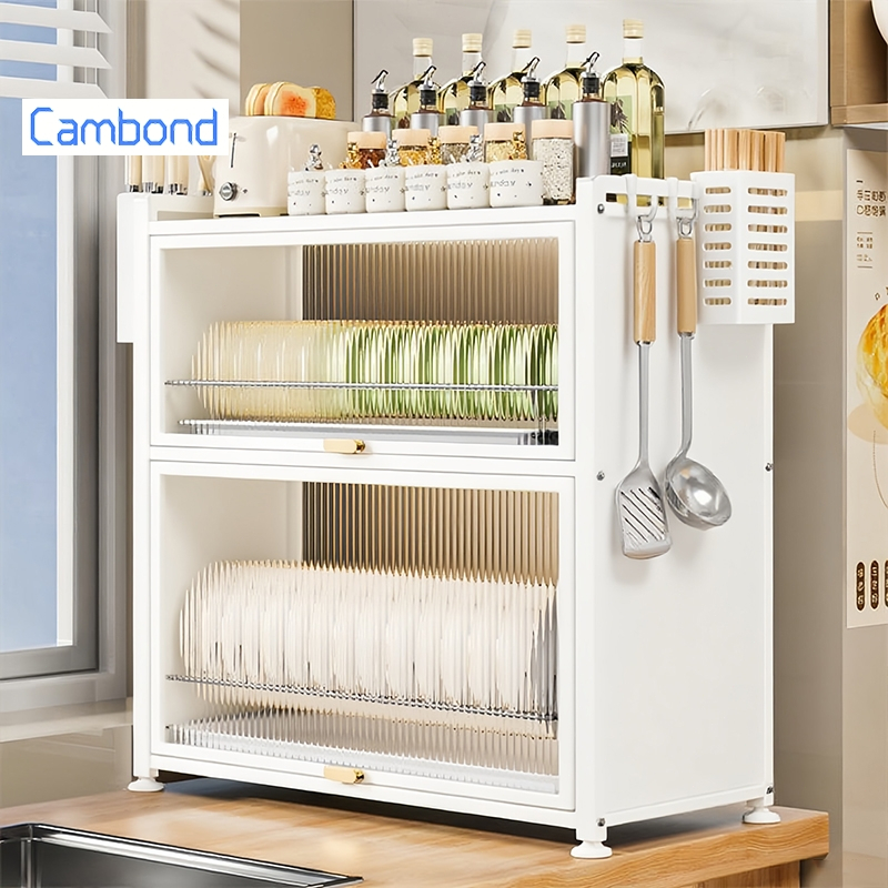 Cambond Dust-proof Dish Drainer Rack 2 Tiers Kitchen Dish Rack with ...