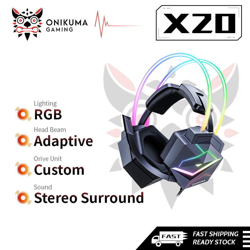 【Onikuma X20】Wired Gaming Headset HIFI Stereo Sound Headphones/RGB ...