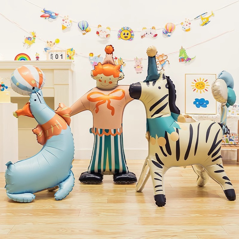 Clown Standing Balloon Circus Animal 4D Standing Aluminum Foil Balloon ...