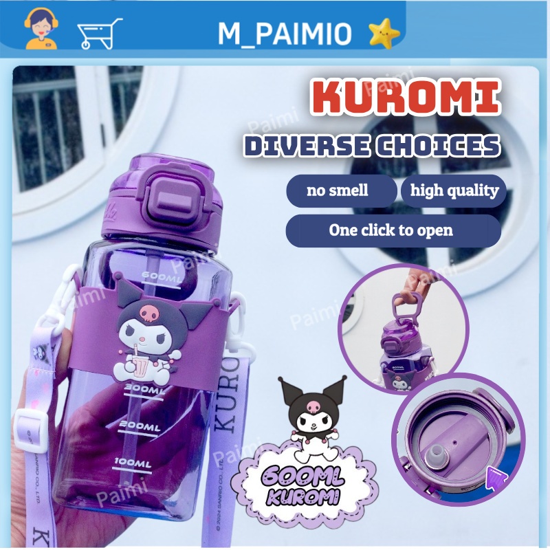 Cute Kuromi Hello Kitty Water Bottle 600ml with Straw for Girls School ...