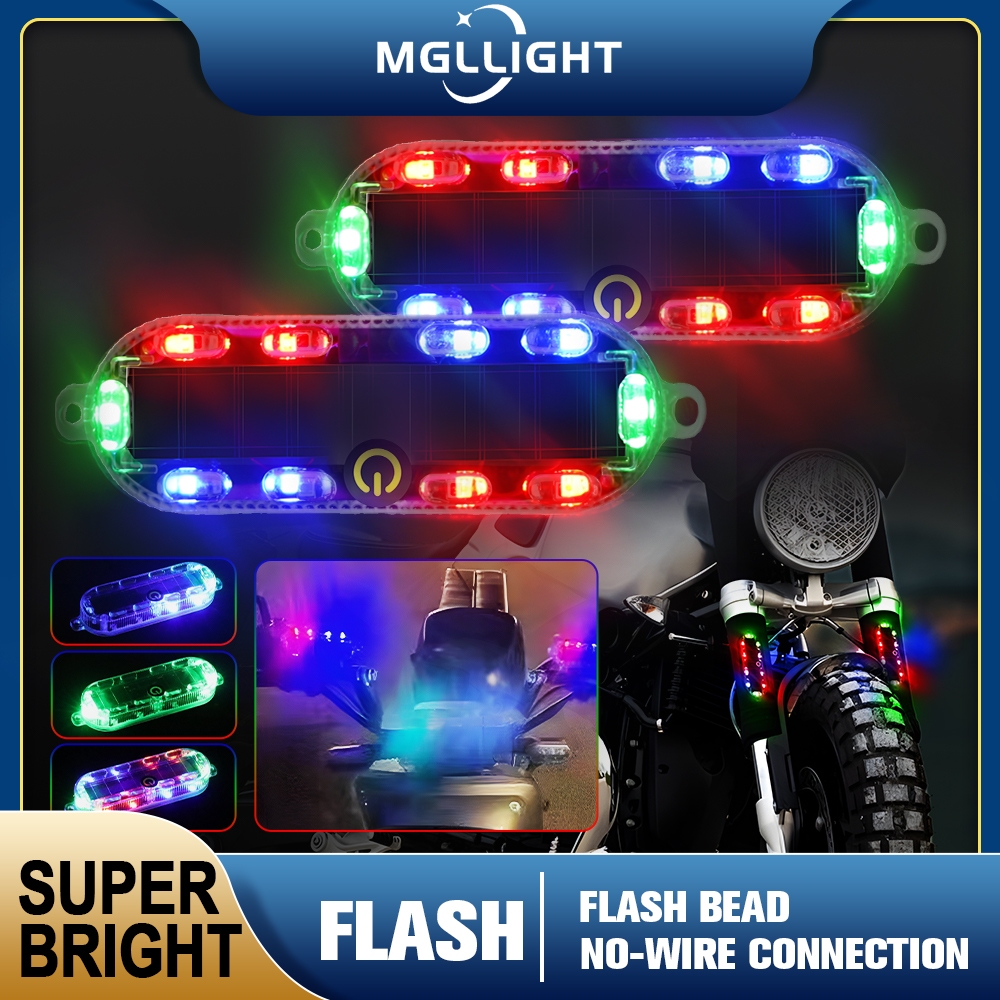 LED Car Motorcycle Warning Light Solar Mini Auto Strobe Lamp with Red ...